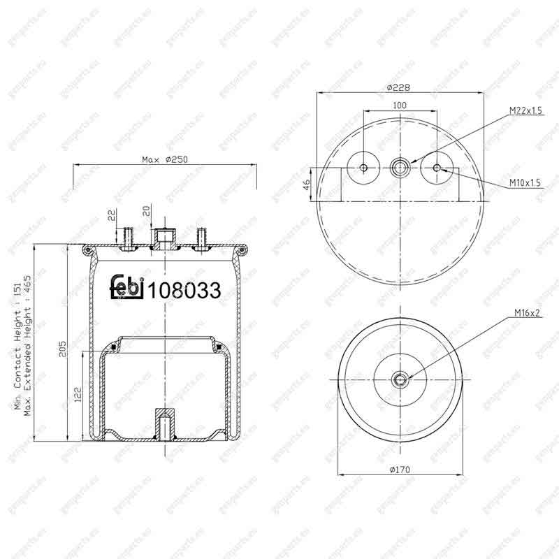 Febi 108033 Air Spring 2114 129, 2114129 — GenParts.eu